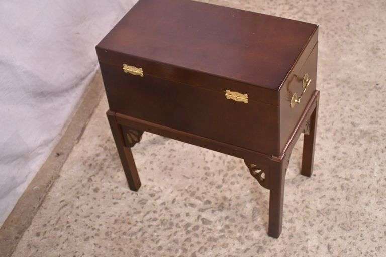 Powell small cherry lift top storage box on stand; 17895-027 - R.H. Lee ...