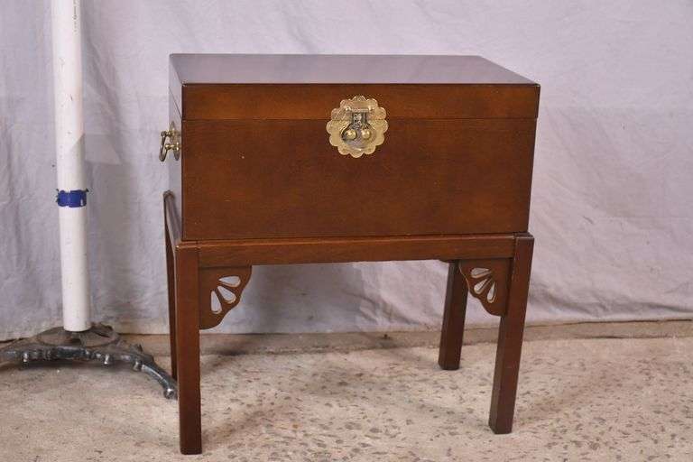 Powell small cherry lift top storage box on stand; 17895-027 - R.H. Lee ...
