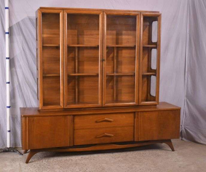 Walnut mid-century style 2 part china cabinet; 68-6322 - R.H. Lee & Co ...