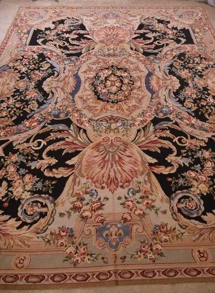 8.7'x11.5' handmade needlepoint rug; 336-4389 - R.H. Lee & Co. Auctioneers