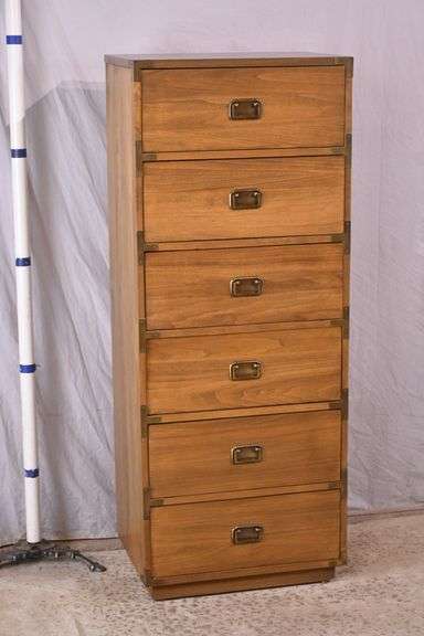 Walnut 6 drawer campaign style lingerie chest; 68-6379 - R.H. Lee & Co ...