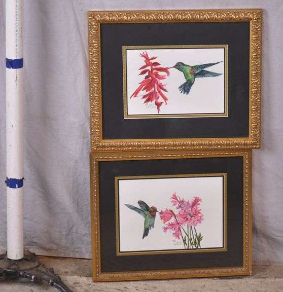 Two signed framed hummingbird prints by Rita Smith; 15874-040,041 - R.H ...