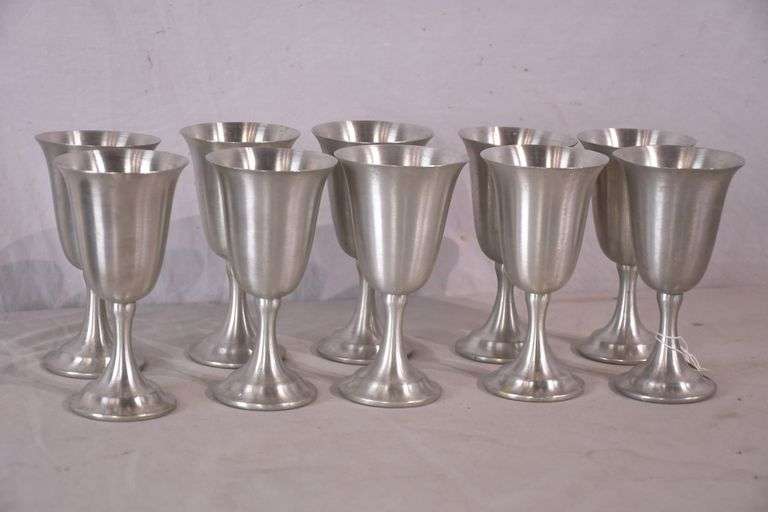 Set of 10 Leonard pewter goblets with weighted bases; 7276-001 - R.H ...