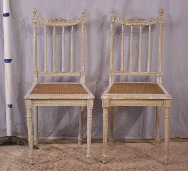 Pair of early carved chairs with cane seats; 13397-021 - R.H. Lee & Co ...