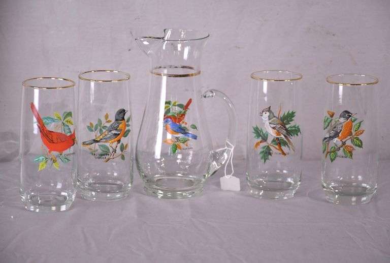 5 piece decorated bird-themed lemonade set; 1037-1092 - R.H. Lee & Co ...