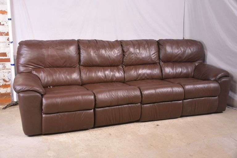 Brown leather 4-part sectional reclining sofa; 1153-048 - R.H. Lee & Co ...