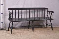 Early black spindle back bench; 17800-025 - R.H. Lee & Co. Auctioneers