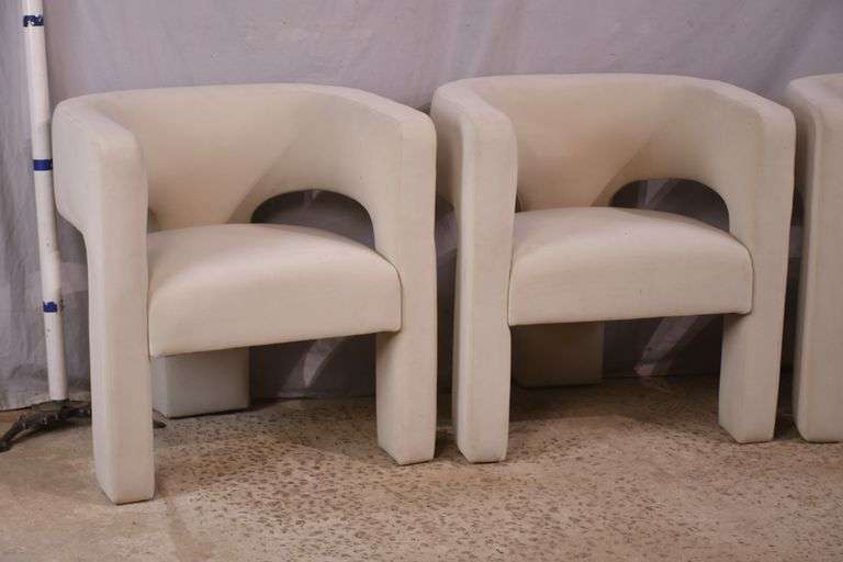 Set of 4 Stanley upholstered modern style curve back chairs; 52-683 - R ...