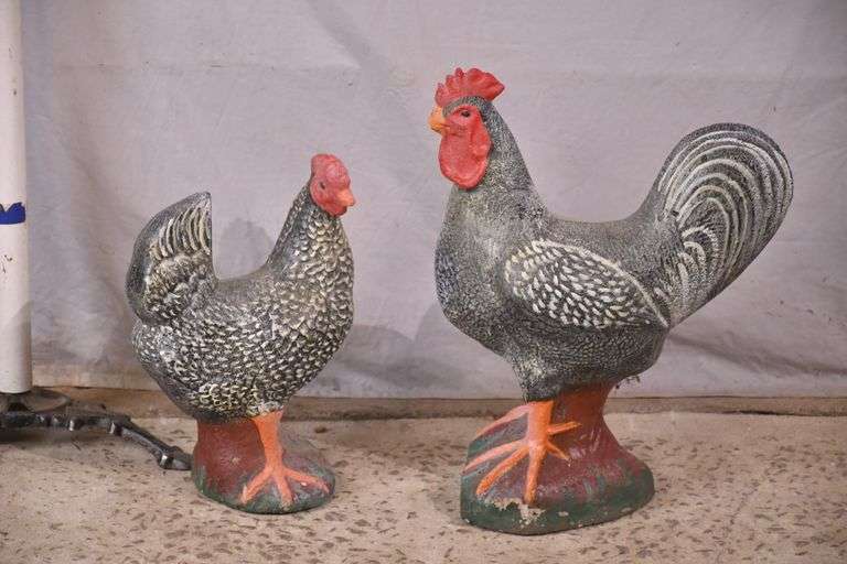 2 concrete chicken statues; 1153-083 - R.H. Lee & Co. Auctioneers