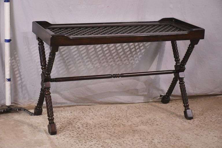 Lattice-top console table with barley twist trestle base; 68-6962 - R.H ...
