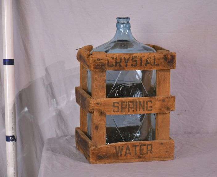 Vintage "Crystal Spring Water" crate with Great Bar glass jug; 17708 ...