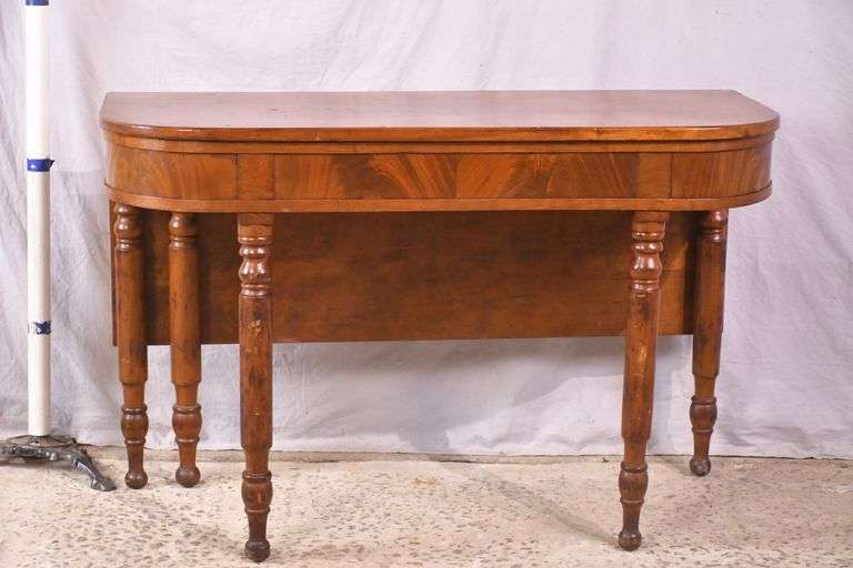 Early single drop leaf table with turned legs; 74-13060 - R.H. Lee & Co ...