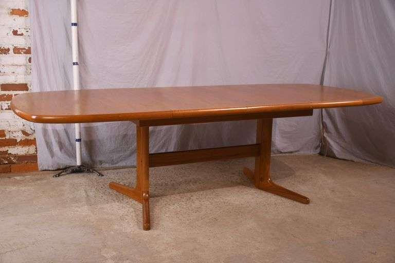 Nordic Furniture Danish modern style trestle base dining table with 2 ...