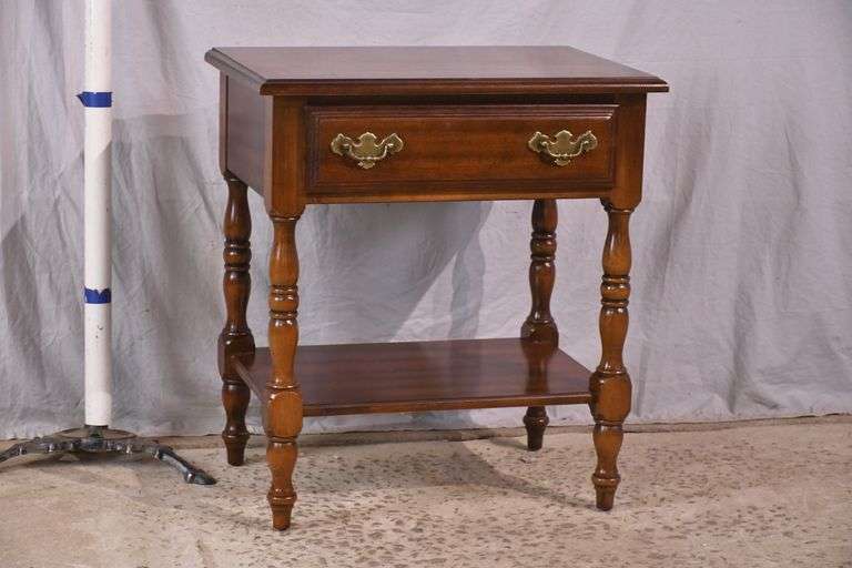 American Drew cherry single drawer two-tier side table; 155-1166 - R.H ...