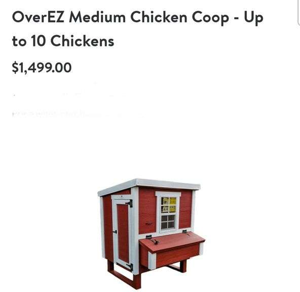 ASSEMBLED OverEZ Medium Chick Coop Houses up To 10 chickens - Lexington ...