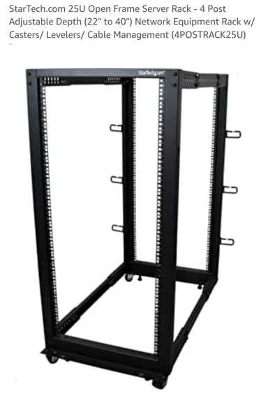 StarTech.com 25U Open Frame Server Rack - 4 Post Adjustable Depth (22 ...