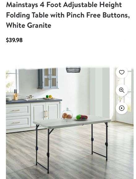 Mainstays adjustable 4’ foldable table - Lexington Online Auction