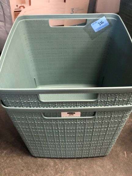 (2) 11” jute plastic storage containers - Lexington Online Auction