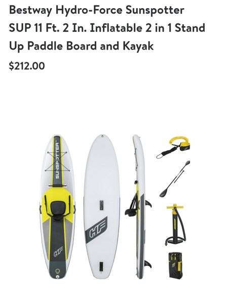 Bestway Hydro Force Sunspotter 11ft Inflatable 2in1 Stand Up Paddle ...