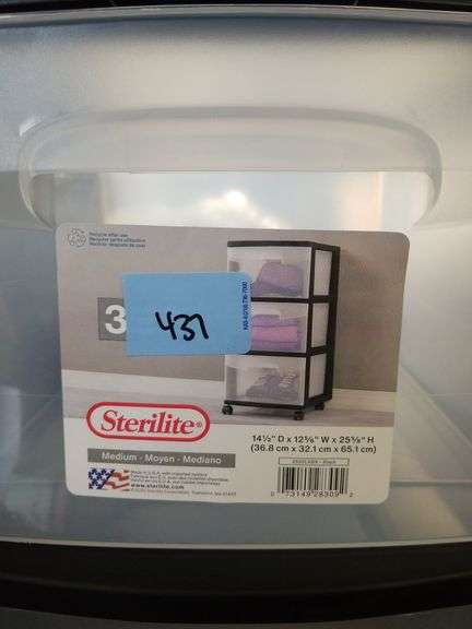 Black Sterilite 3 Drawer Storage Cart - Lexington Online Auction
