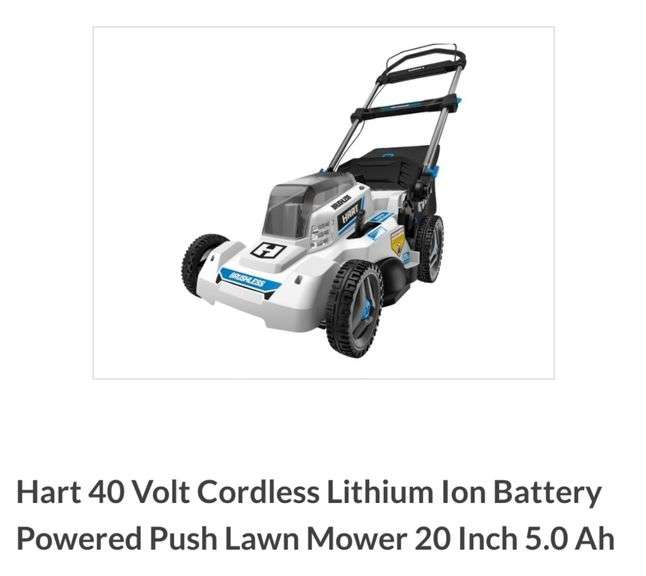 HART 40V 20" Brushless Push Lawn Mower - Lexington Online Auction
