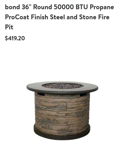 Bond 36" Round Propane Fire Pit - Lexington Online Auction