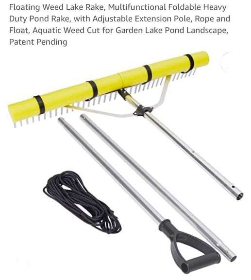 Floating Weed Lake Rake, Multifunctional Foldable Heavy Duty Pond Rake ...
