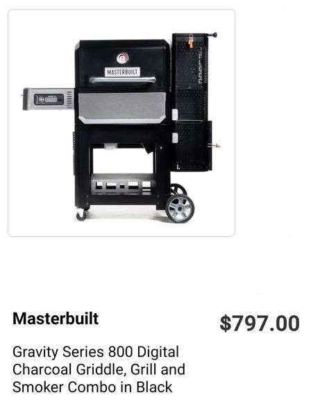 Masterbuilt Gravity Series 800 Digital Charcoal Griddle, Grill ...