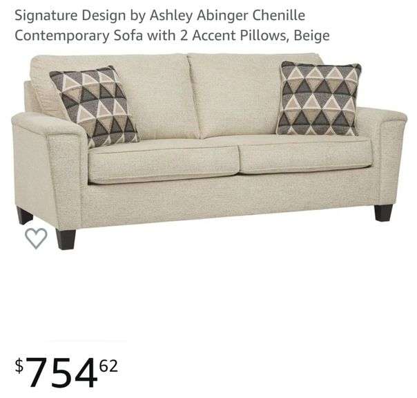 Signature Design by Ashley Abinger Chenille Contemporary Sofa with 2 ...