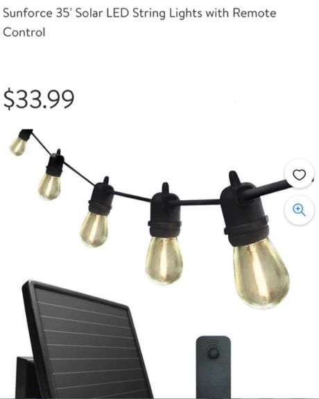 Sunforce 35' Solar LED String Lights with Remote Control - Lexington ...