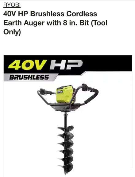 STORE RETURN Ryobi 40V HP Brushless Cordless Earth Auger with 8 in. Bit ...