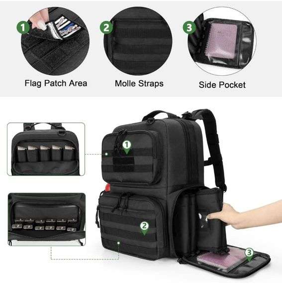 DSLEAF Tactical Pistol Backpack with 4 Pistol Cases, Gun Backpack for ...