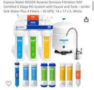 Express Water RO5DX Reverse Osmosis Filtration NSF Certified 5 Stage RO ...