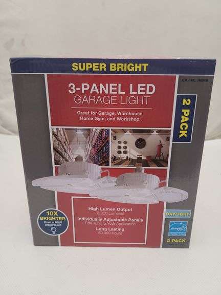 3 Panel LED Garage Light 2pk - Lexington Online Auction