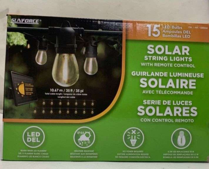 Sunforce 35' Solar LED String Lights - Lexington Online Auction