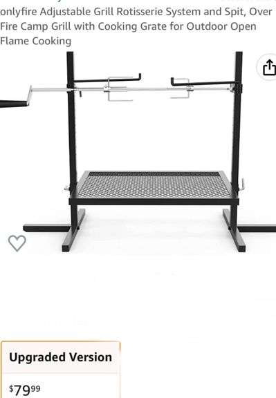 Adjustable Grill Rotisserie System and Spit, Over Fire Camp Grill with ...