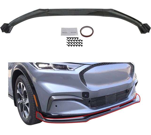 Mustang Mach E Front Bumper Lip, Carbon Fiber Sport Style Front Bumper ...