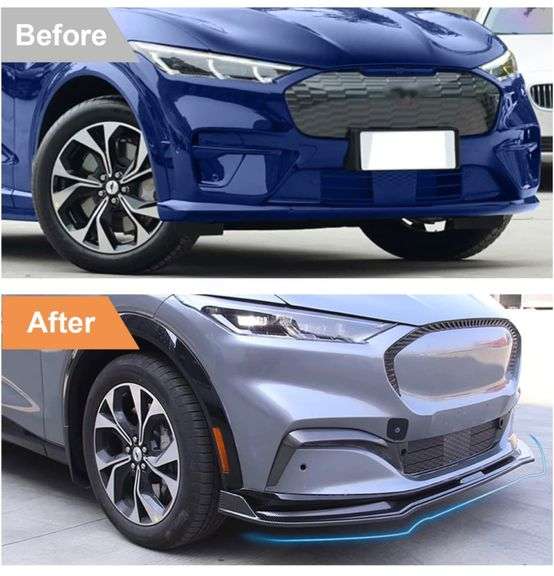 Mustang Mach E Front Bumper Lip, Carbon Fiber Sport Style Front Bumper ...