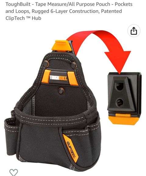 ToughBuilt - Tape Measure/All Purpose Pouch - Pockets and Loops, Rugged ...