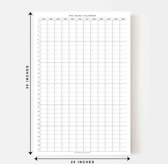 Bliss Collections Large Wall Calendar, 20 x 30 Inches Frameless Yearly ...