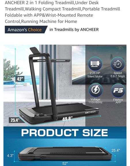 ANCHEER 2 in 1 Folding Treadmill,Under Desk Treadmill,Walking Compact ...