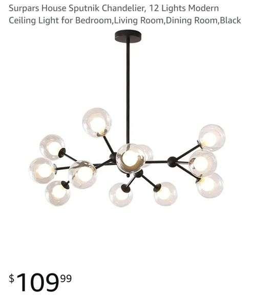 Surpars House Sputnik Chandelier, 12 Lights Modern Ceiling Light for ...