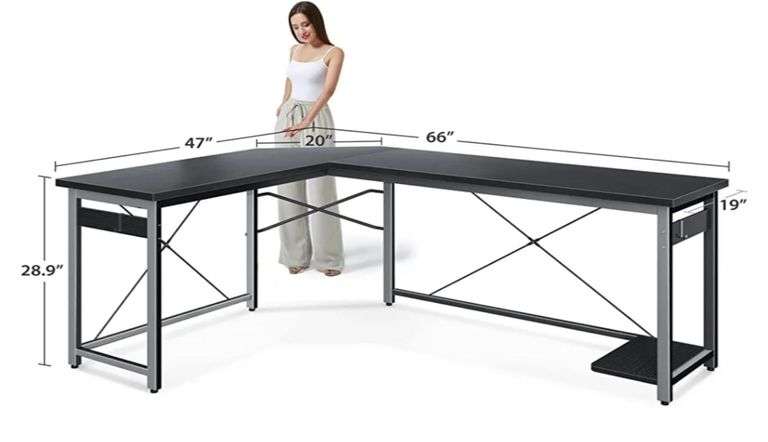 Coleshome 66" L Shaped Gaming Desk, Corner Computer Desk, Sturdy Home ...