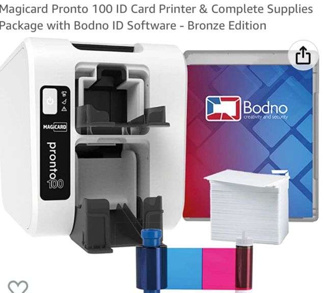 Magicard Pronto 100 ID Card Printer & Complete Supplies Package with ...