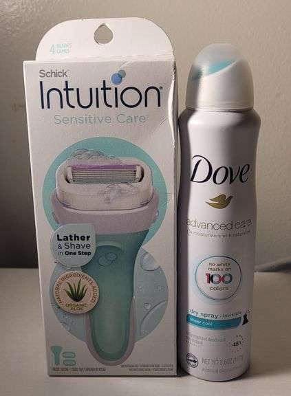 Schick Intuition Sensitive Care Razor & Dove Sheer Cool Dry Spray ...