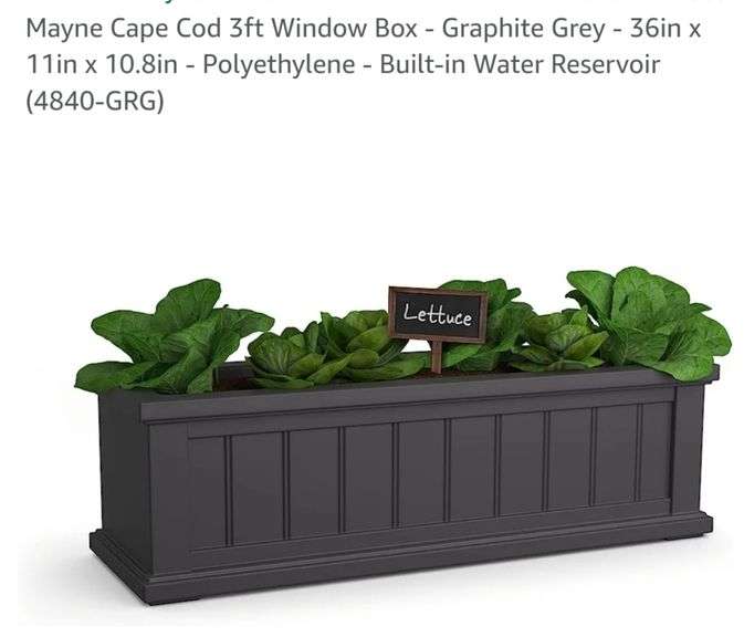 Mayne Cape Cod 3ft Window Box - Graphite Grey - 36in x 11in x 10.8in ...