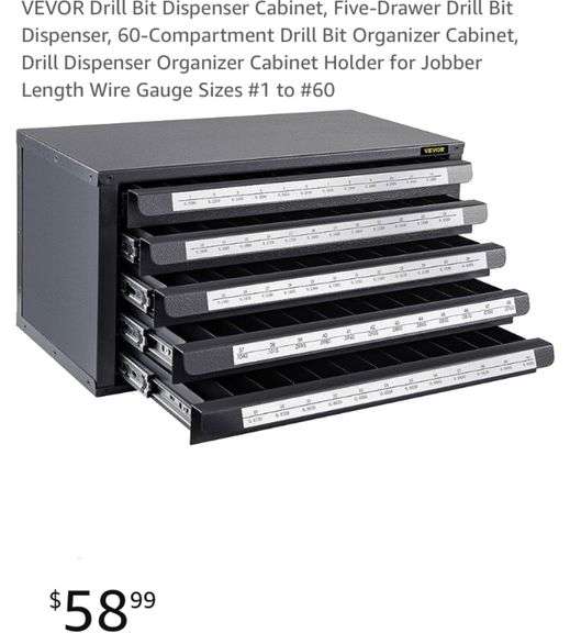 READ! Drawers Aren’t Labeled- VEVOR Drill Bit Dispenser Cabinet, Five ...