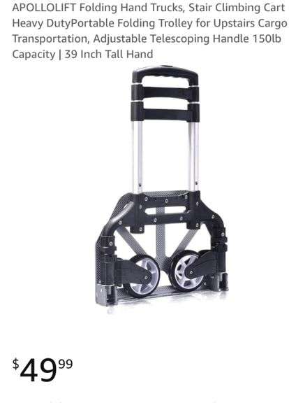 APOLLOLIFT Folding Hand Trucks, Stair Climbing Cart Heavy DutyPortable ...