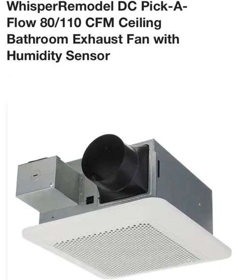 WhisperRemodel DC Pick-A-Flow 80/110 CFM Ceiling Bathroom Exhaust Fan ...