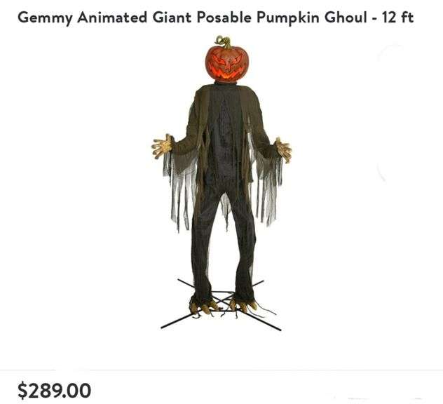 Gemmy Animated Giant Posable Pumpkin Ghoul -12' - Lexington Online Auction